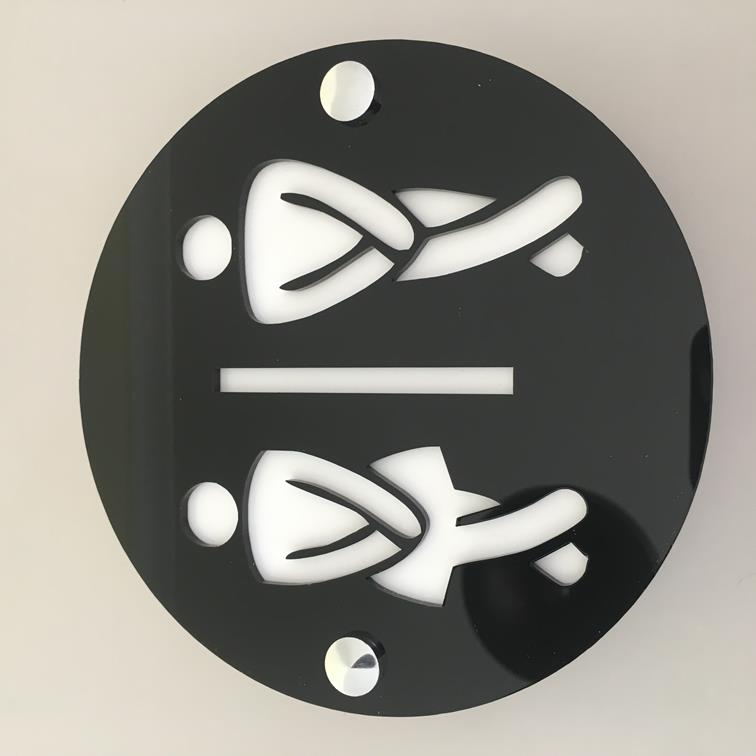 Crossed Legged Toilet Sign - Floating - Round – Servewell